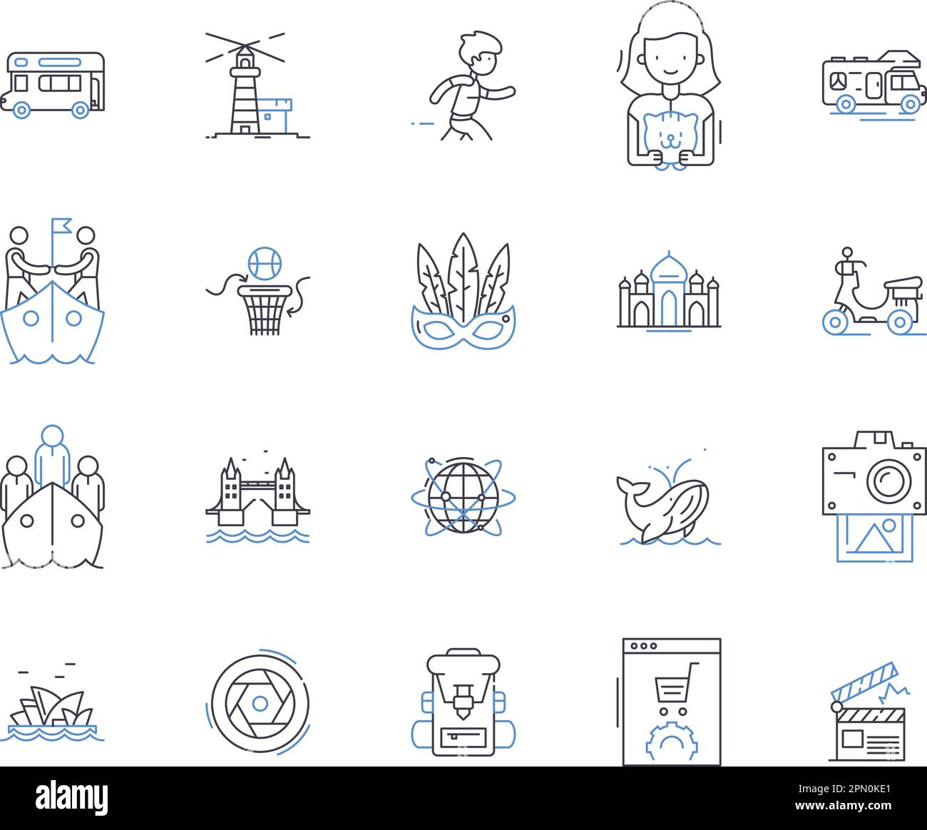 Sustainable travel outline icons collection. Eco-tourism, Responsible ...
