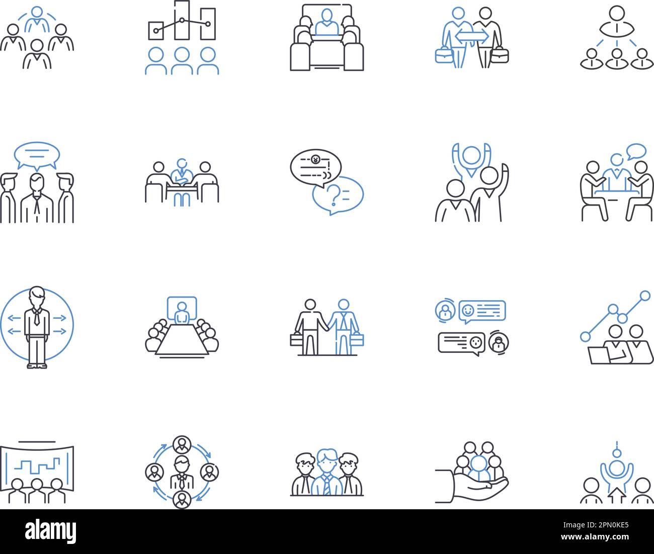 Management meeting outline icons collection. Management, Meeting ...