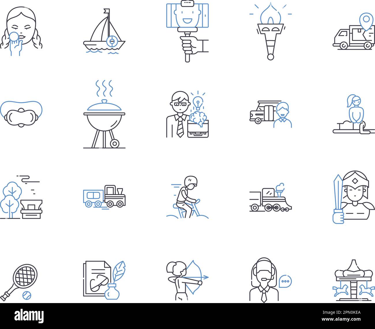 Active and sport games outline icons collection. Active, Sports, Games ...