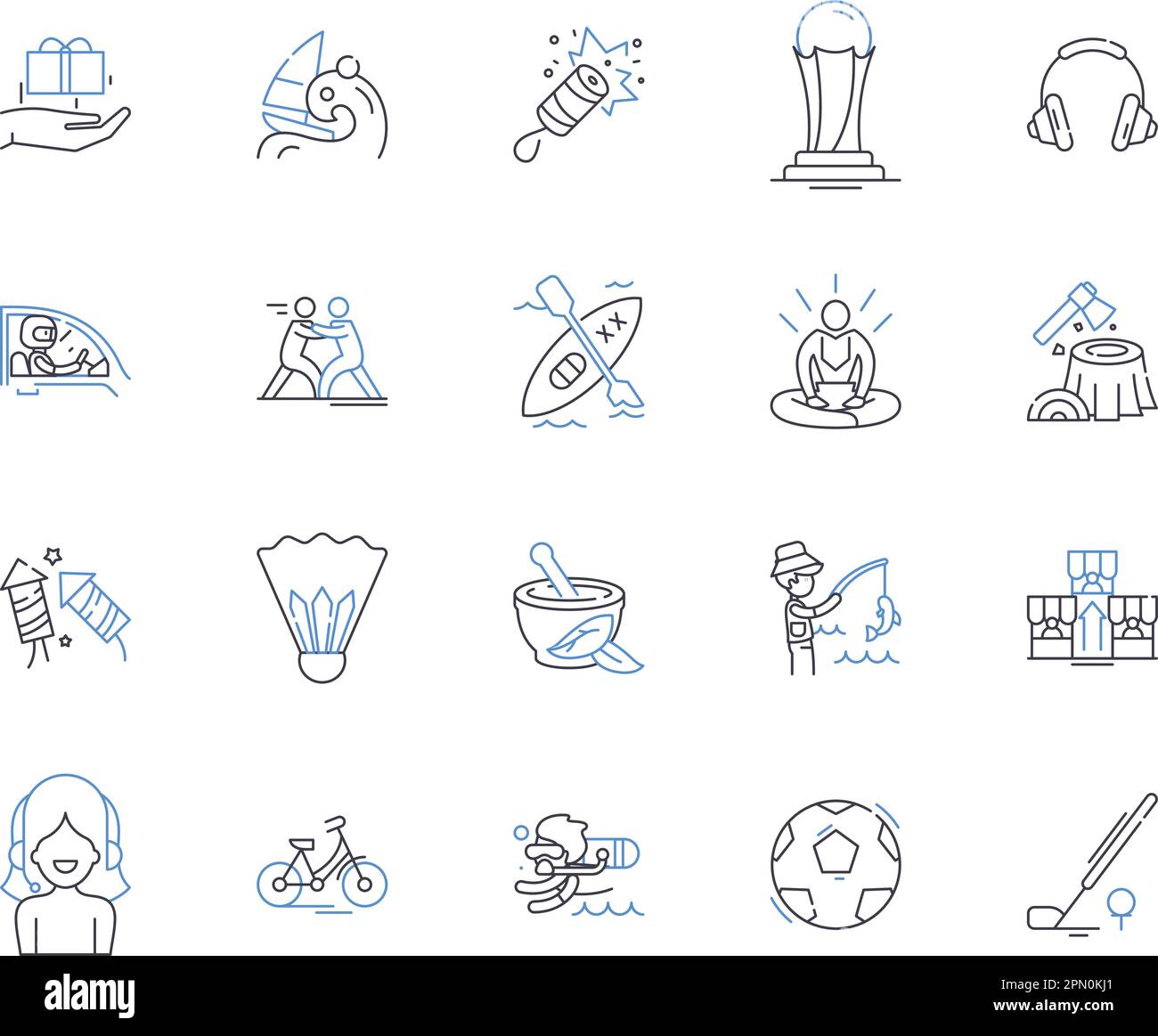 Leisure ans sport activities outline icons collection. Skiing, Swimming ...