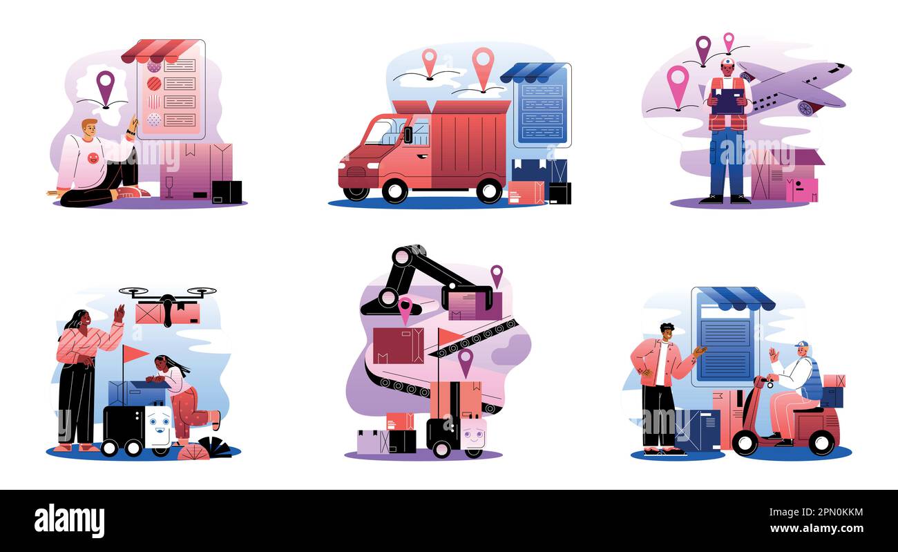 Delivery man vector bundle Stock Vector Images - Alamy