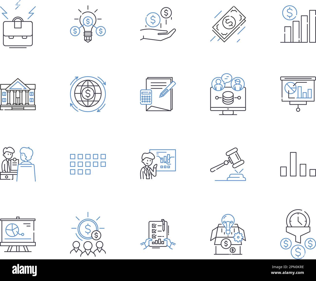 Accounting and documents outline icons collection. Accounting ...