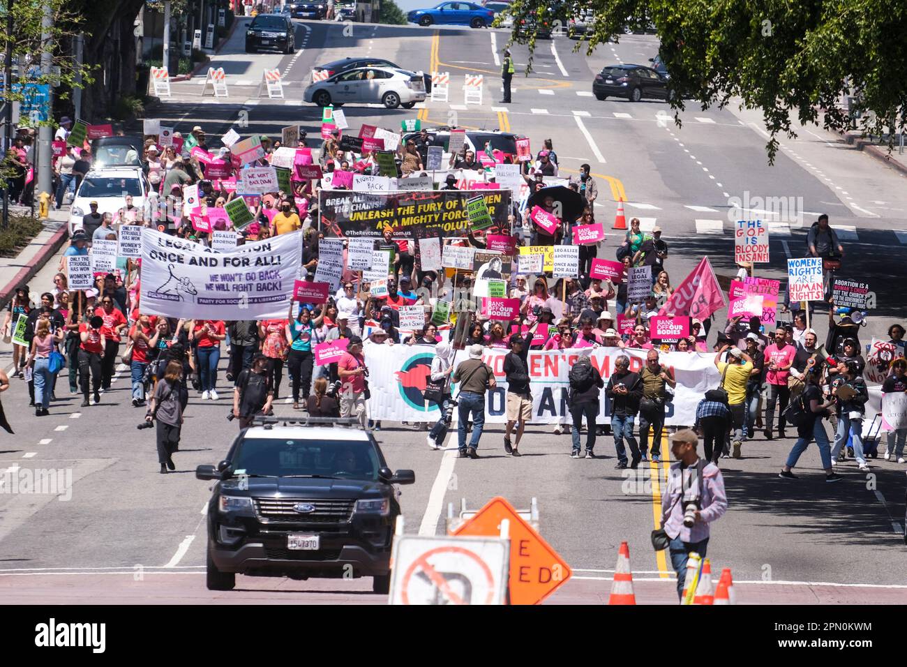 Los Angeles, California, USA. 15th Apr, 2023. Demonstrators take part ...