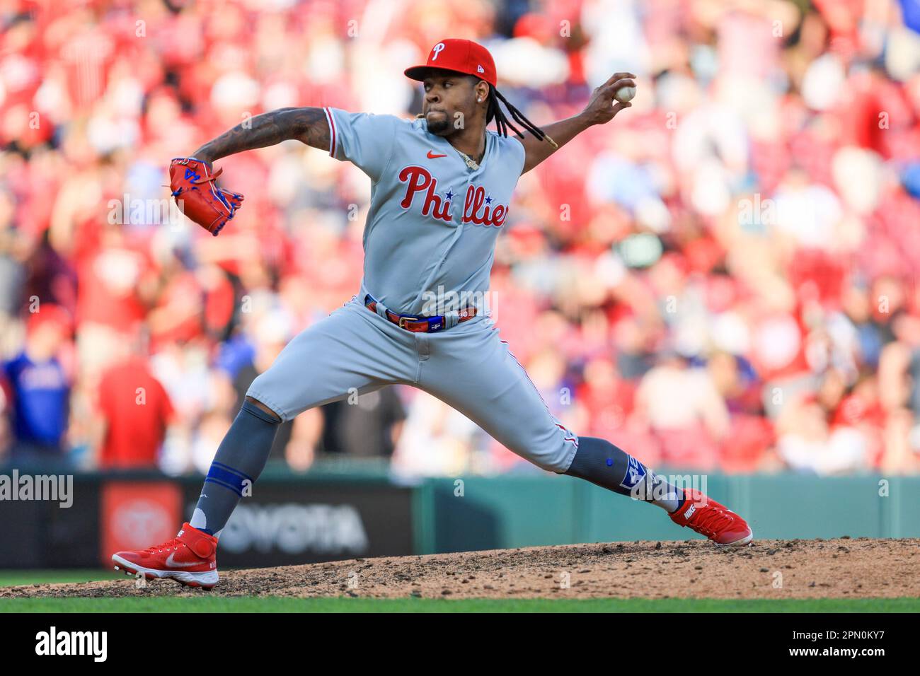 Philadelphia Phillies' Gregory Soto throws during a baseball game ...