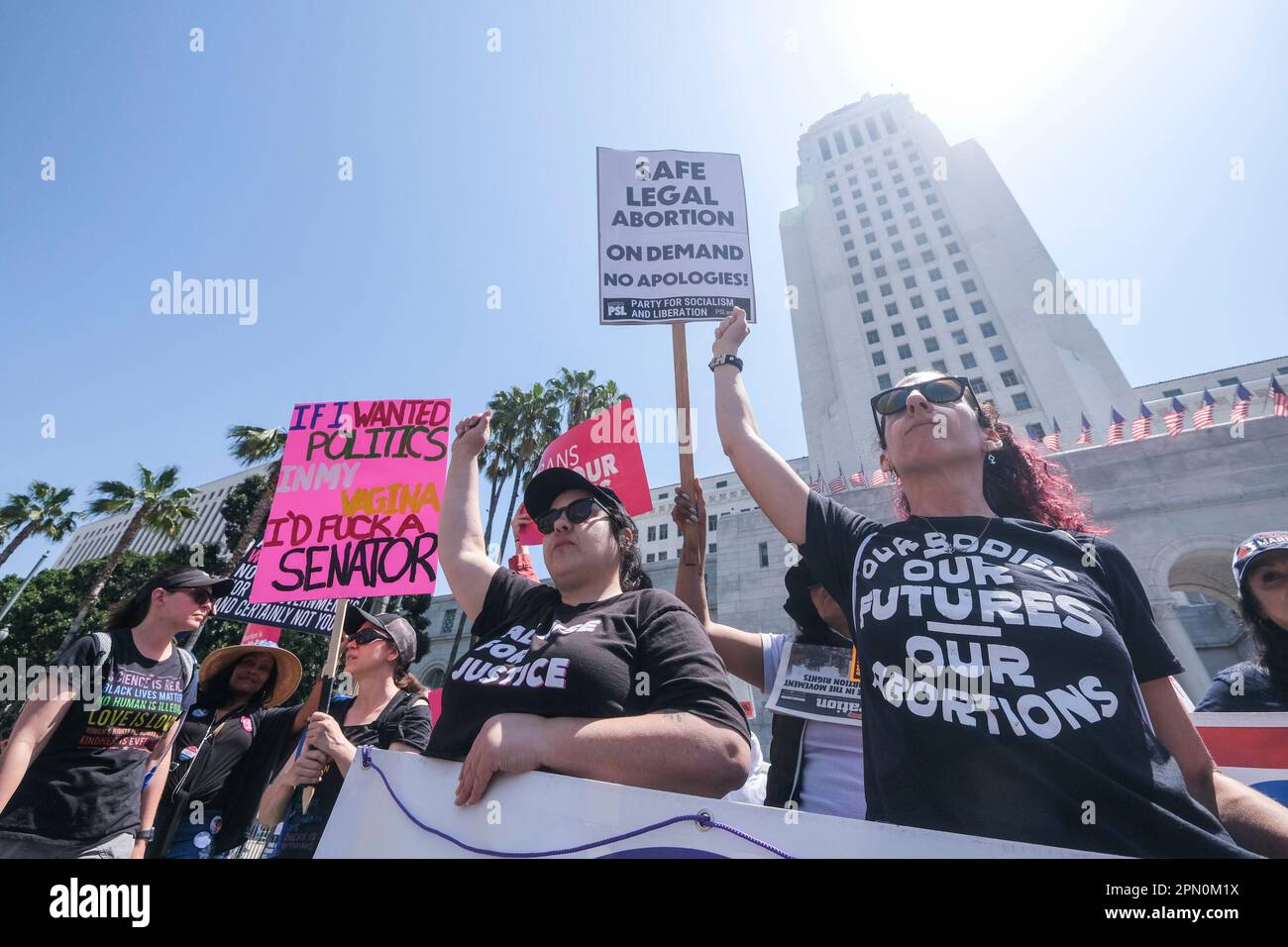 Los Angeles, California, USA. 15th Apr, 2023. Demonstrators take part ...