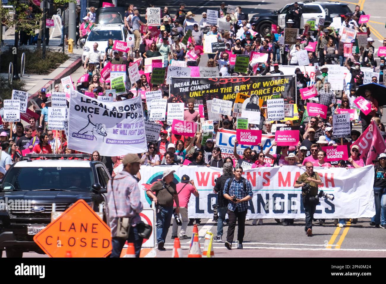 Los Angeles, California, USA. 15th Apr, 2023. Demonstrators take part ...