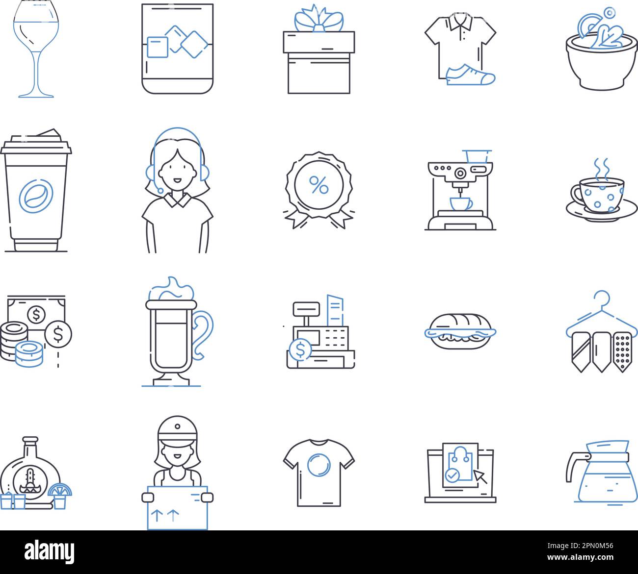 Shop and meal outline icons collection. shop, meal, restaurant, bistro ...