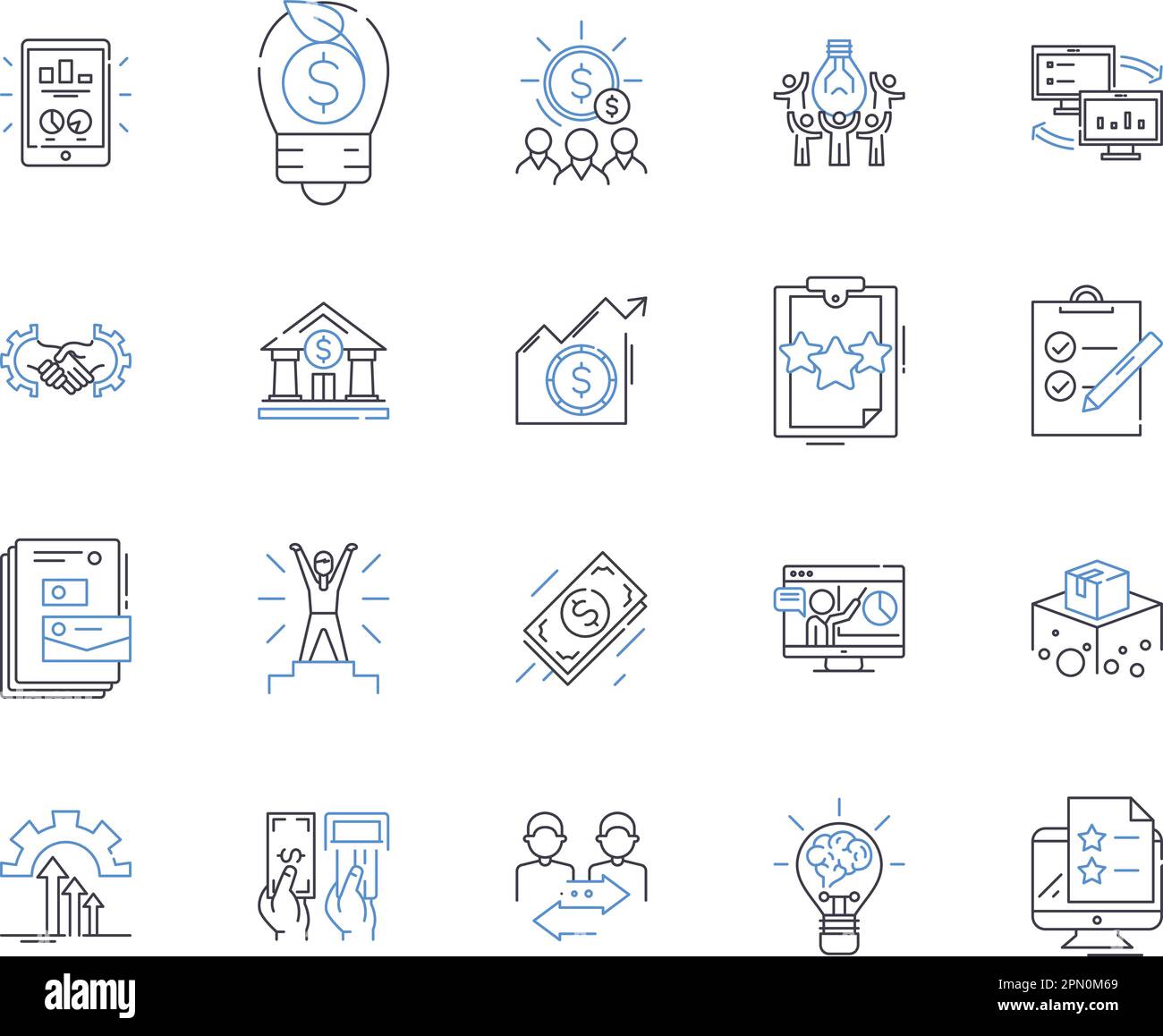 Work efficiency outline icons collection. Productivity, Effectiveness ...