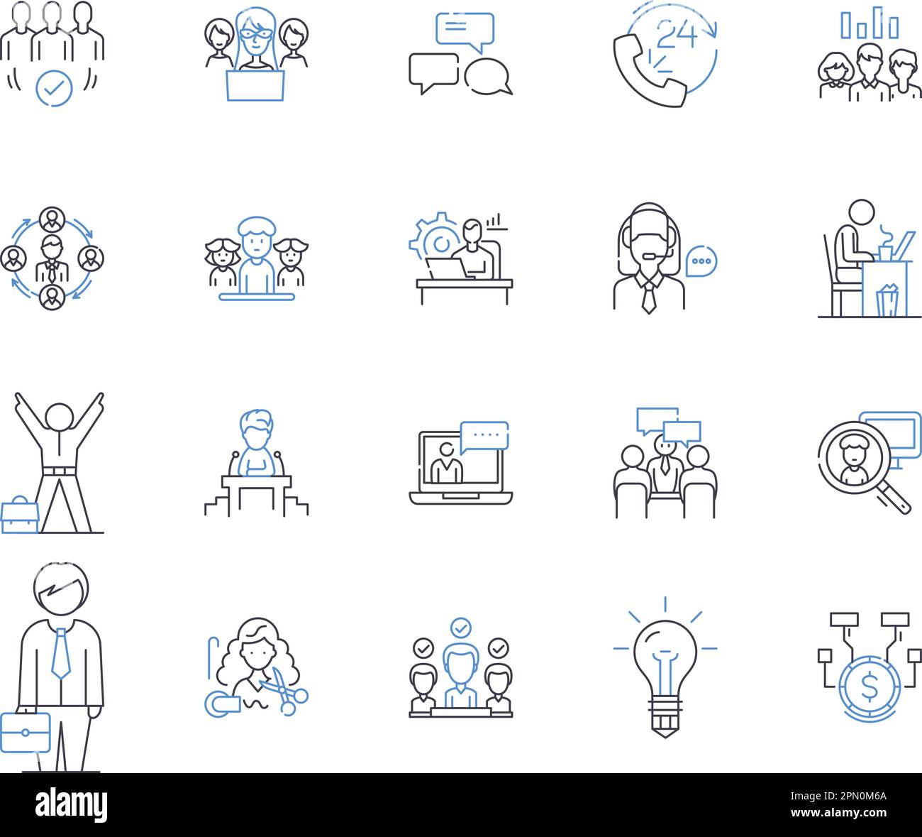 Employee life outline icons collection. Worker, Job, Joblessness ...