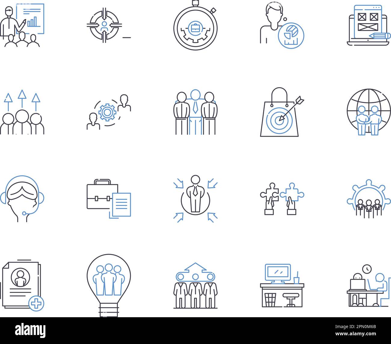 Department cooperation outline icons collection. Coordination ...