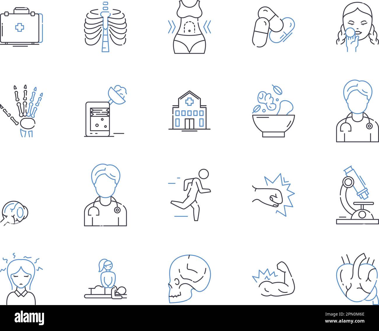 Health check up outline icons collection. Examination, Diagnosis ...