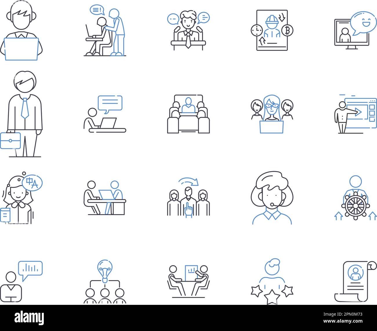 Management department outline icons collection. Managing, Session ...