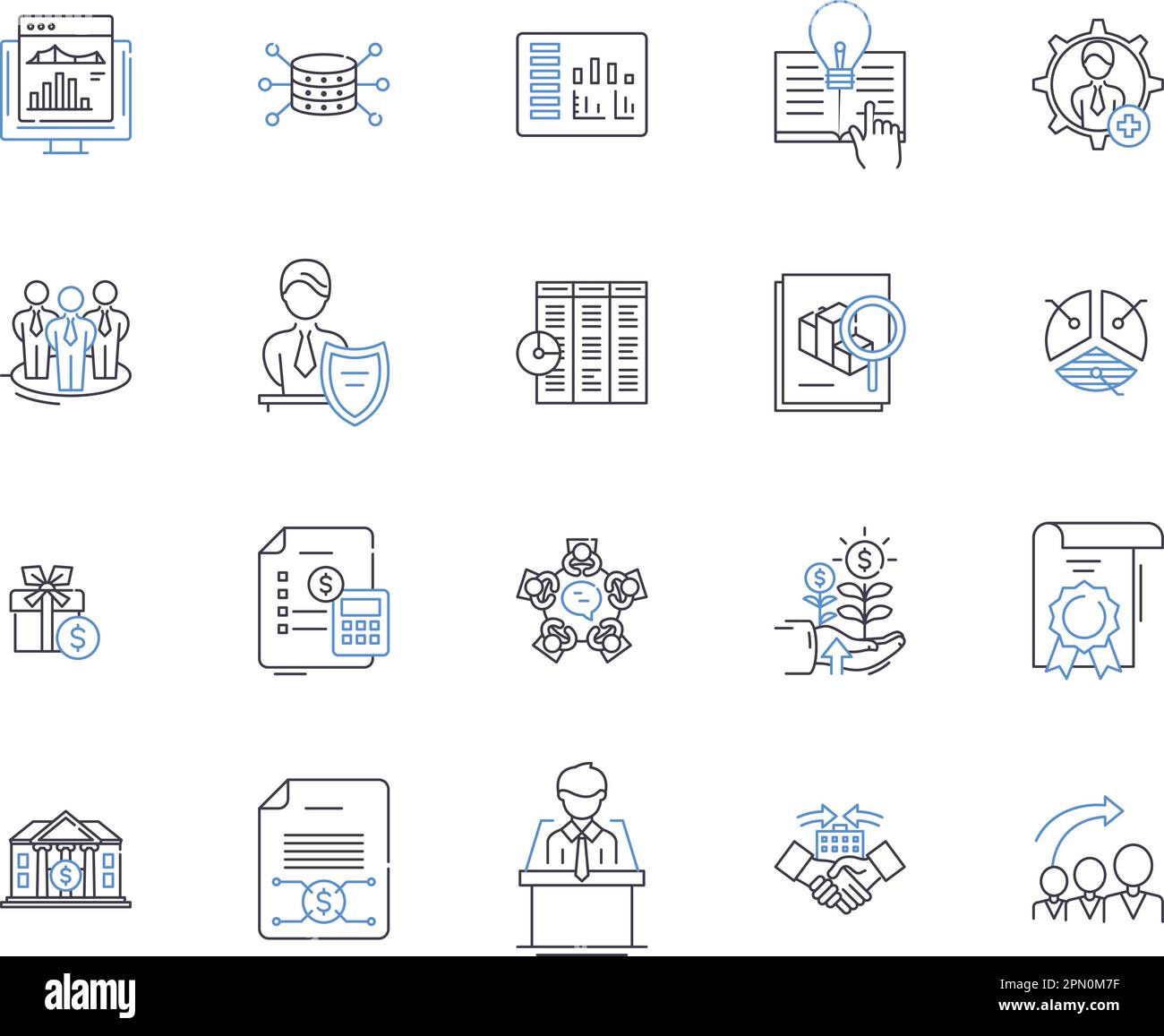 Bank and financial strategy outline icons collection. Banking, Finance ...