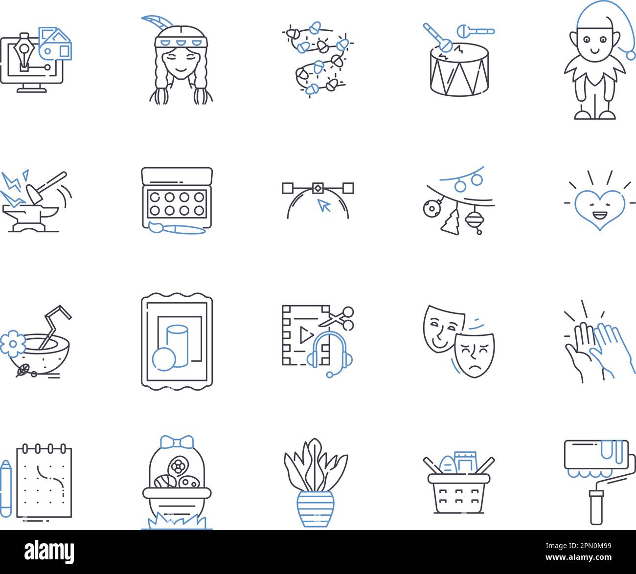 Creative leisure outline icons collection. Crafting, Painting, Reading ...