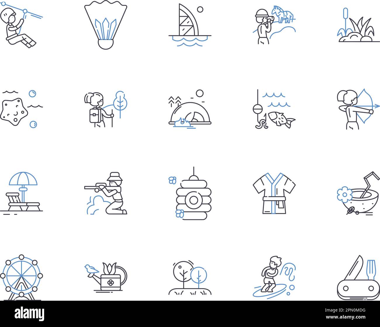 Summer trip outline icons collection. Tour, Vacation, Holiday, Getaway ...