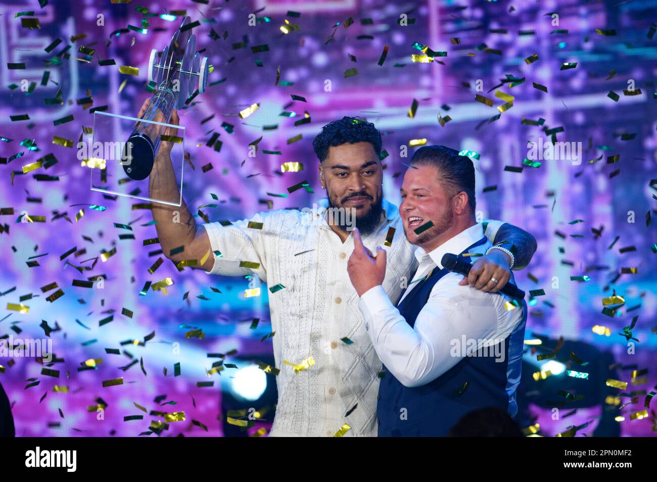 Cologne, Germany. 15th Apr, 2023. Sem Eisinger (l), winner of the ...