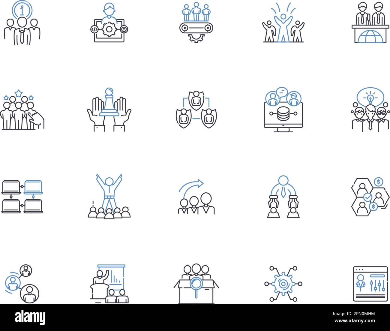 Conference outline icons collection. Meeting, Event, Gathering, Seminar ...