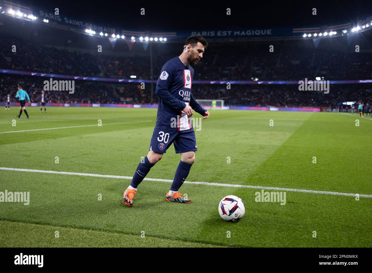 Paris, France. 15th Apr, 2023. Paris Saint Germain s Lionel Messi ...