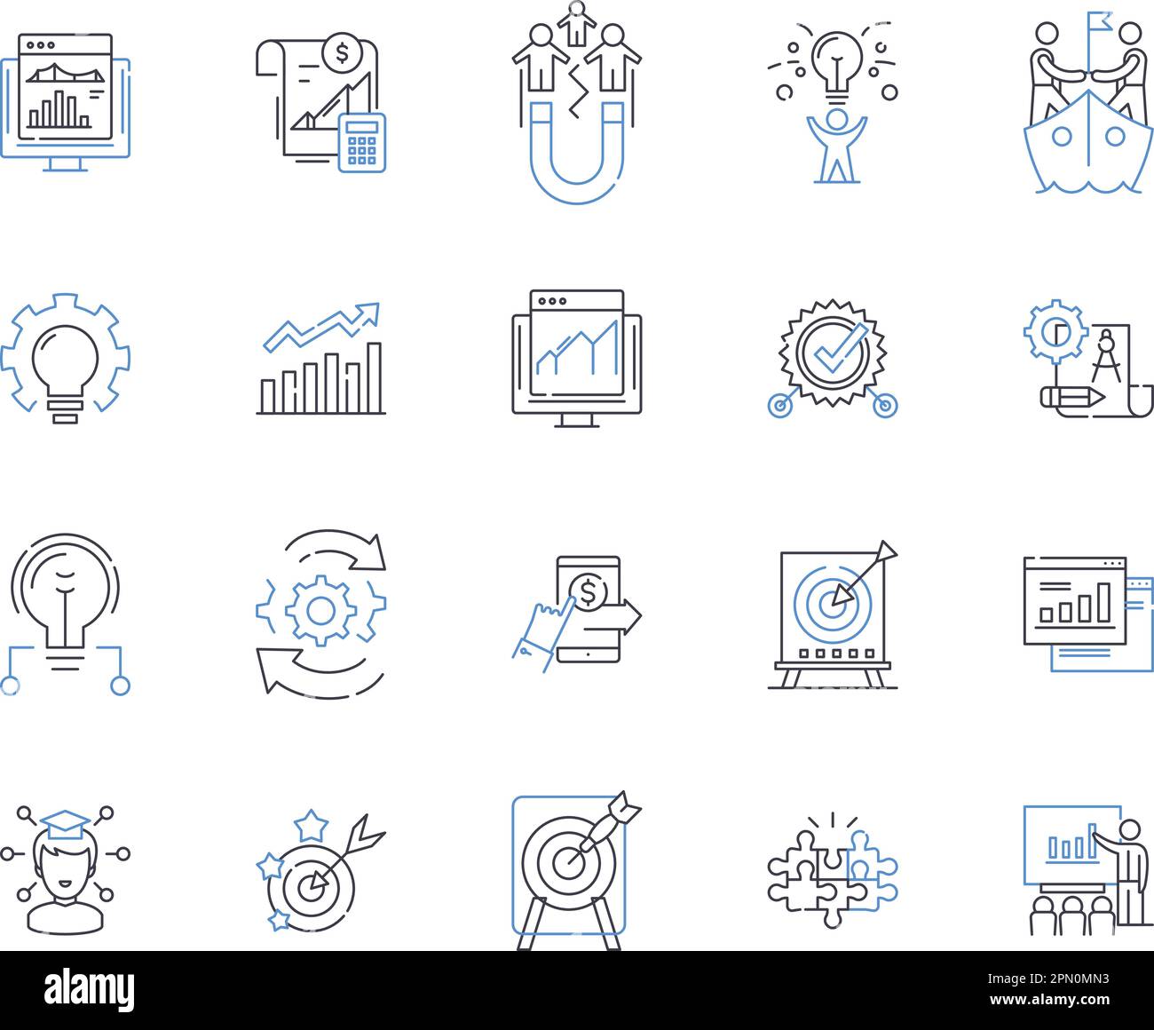 Company strategy outline icons collection. Strategy, Organization ...