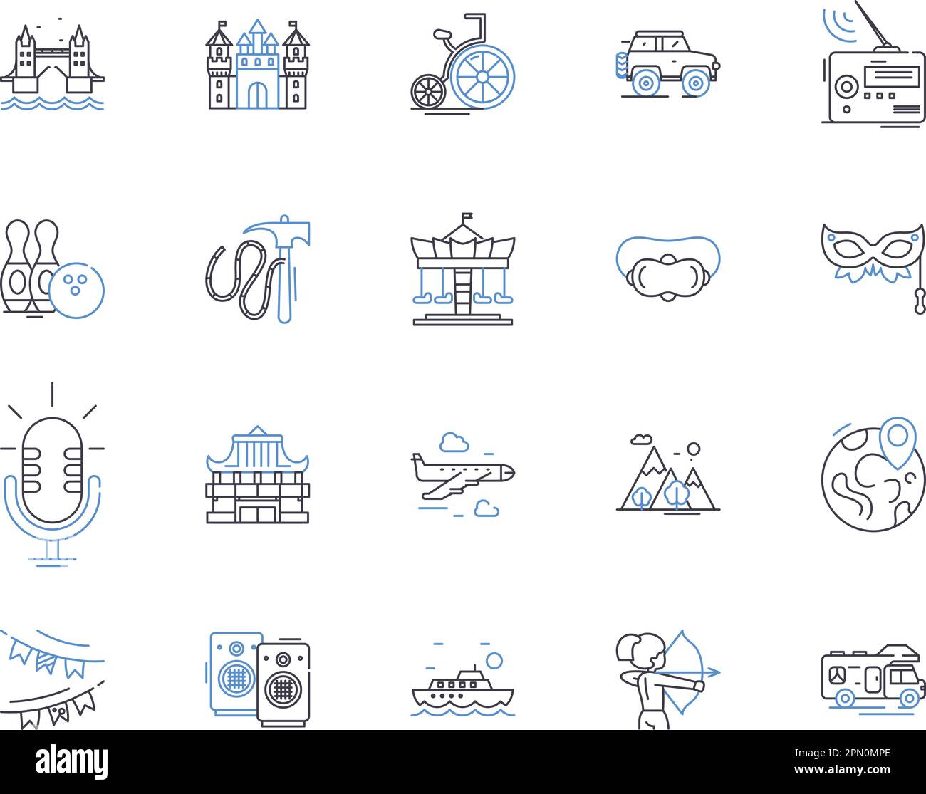 Travel and active people outline icons collection. Travellers, Active ...