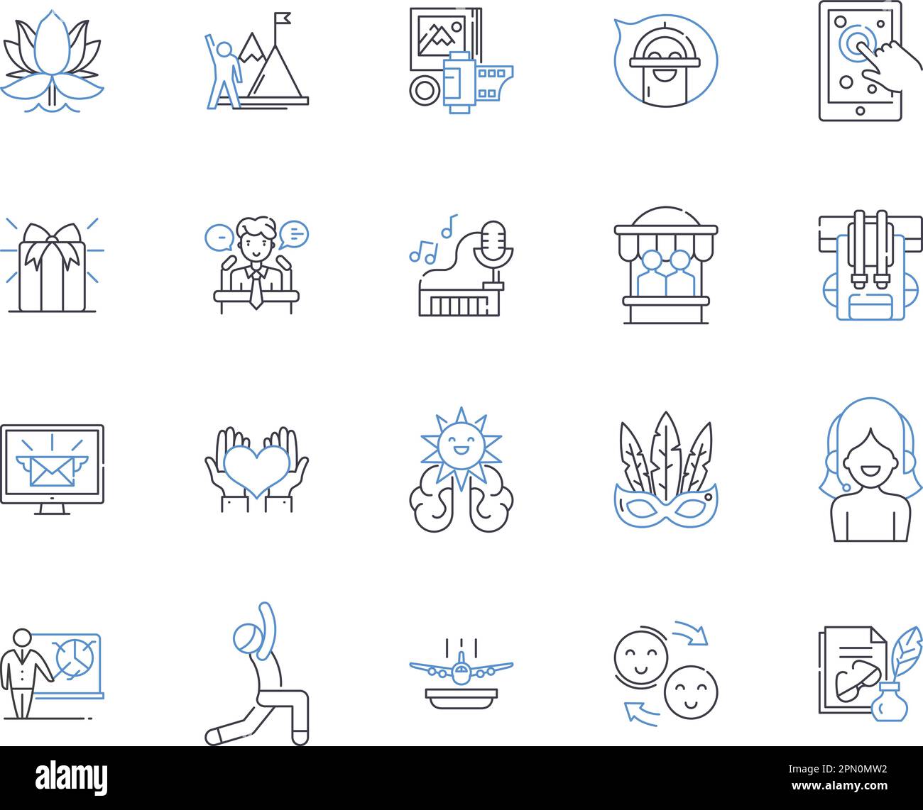 Leisure and wellness trips outline icons collection. Leisure, Wellness ...