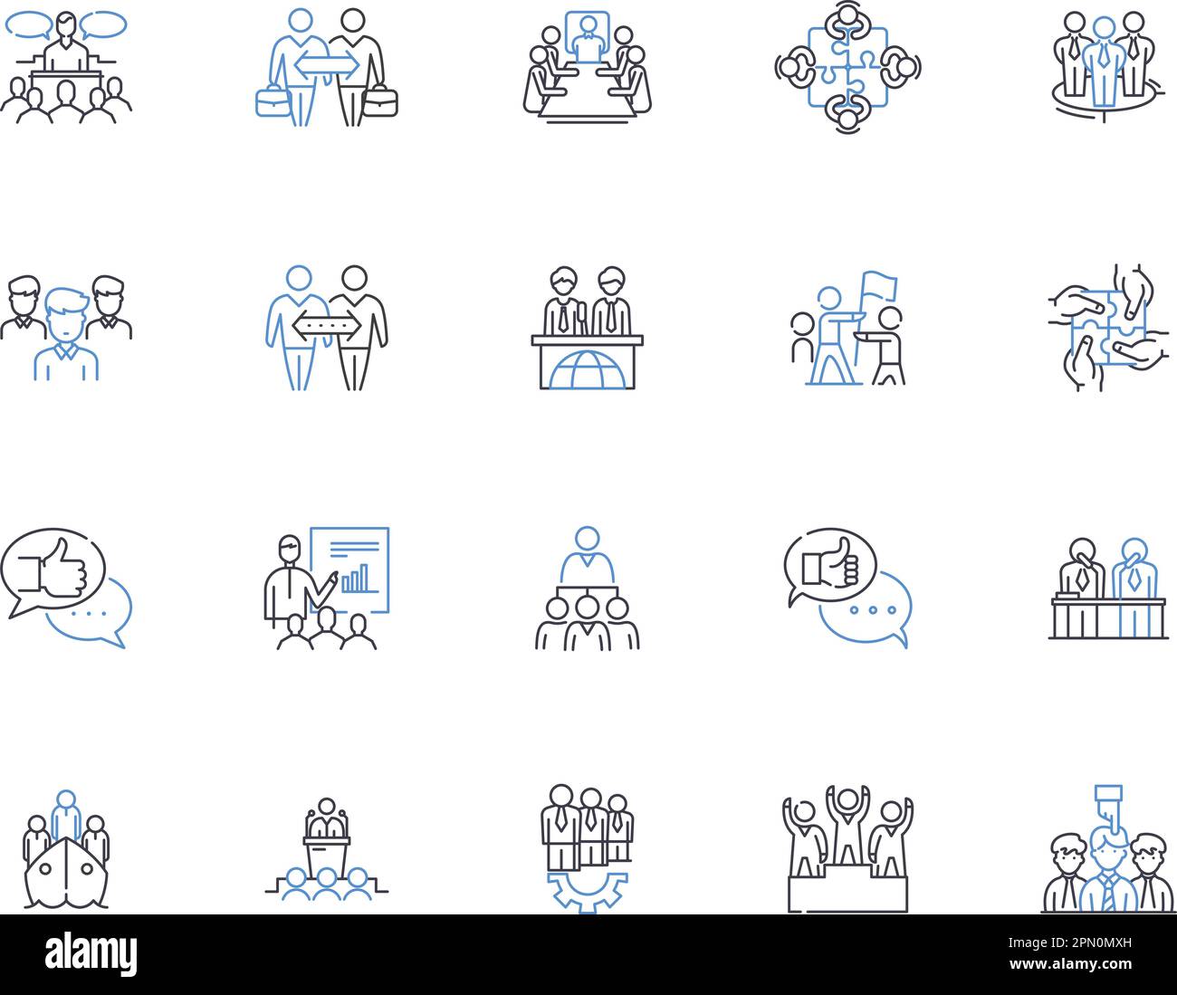 Partnership outline icons collection. Collaboration, Association, Union ...