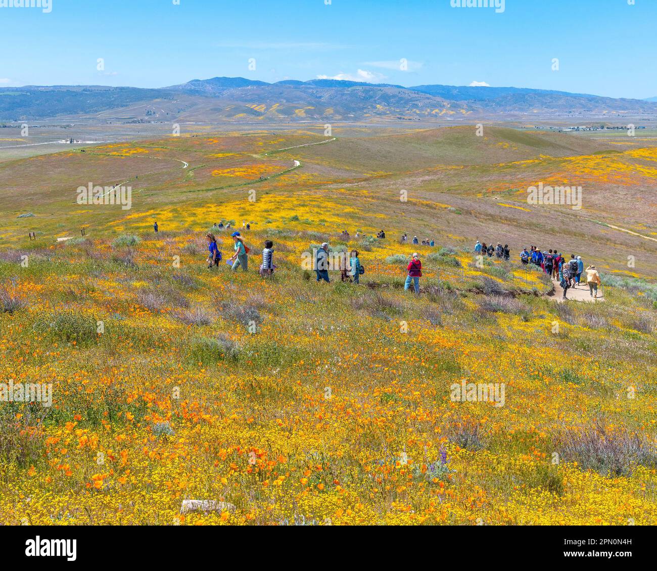 April 14, 2023, Lancaster, CA, USA: Visitors walk the trails at the ...