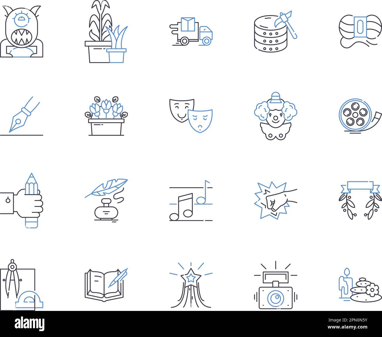 Creative leisure outline icons collection. Crafting, Painting, Reading ...