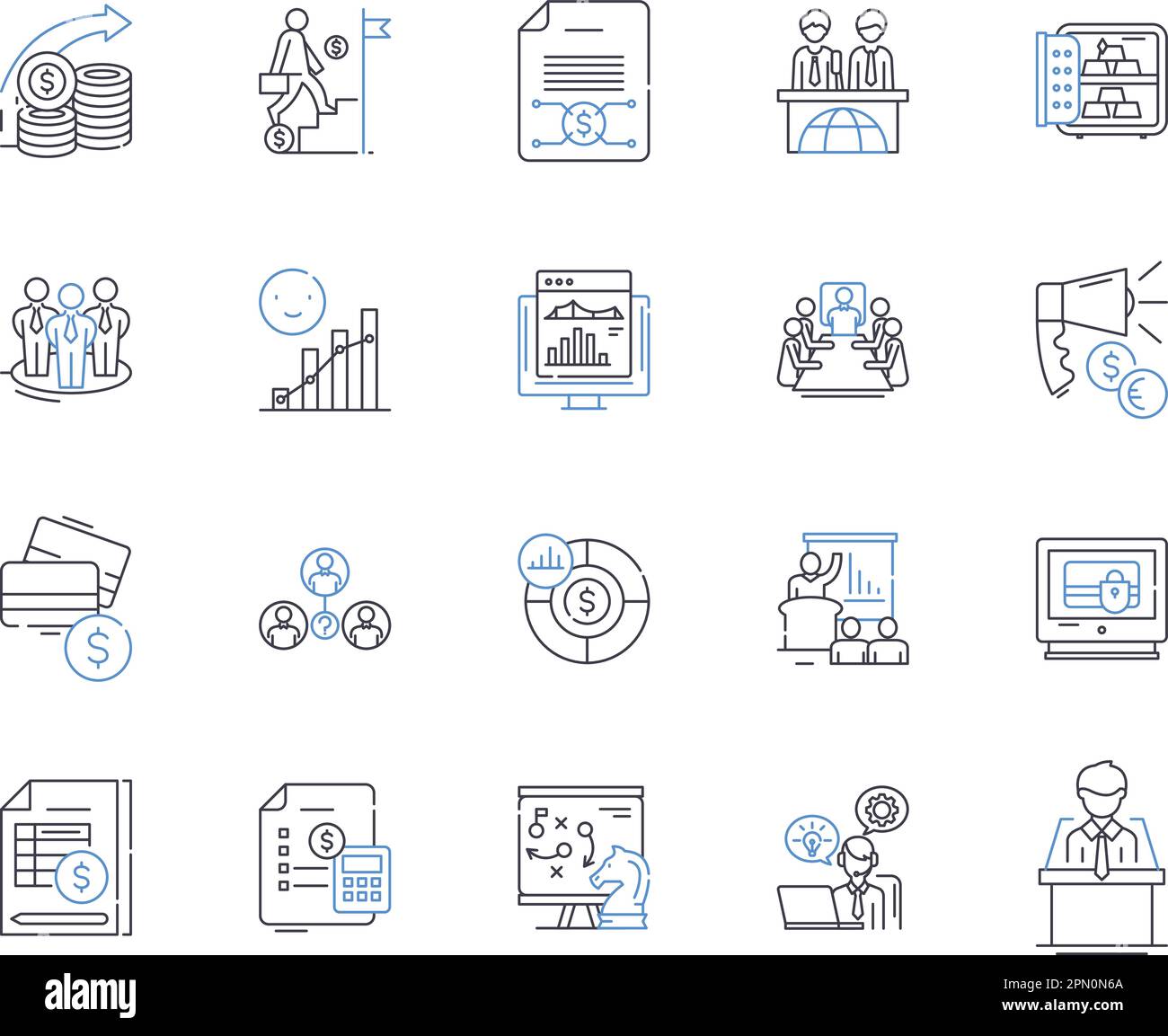 Financial reporting and auditing outline icons collection. Accounting, Auditing, Financials ...