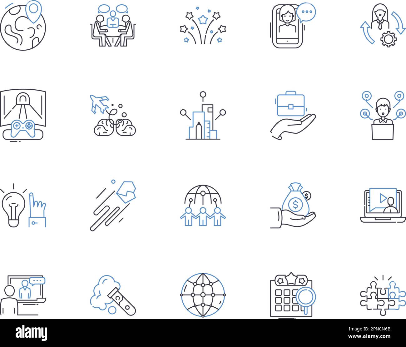 Innovation startup outline icons collection. Innovative, Startup, Novel, Enterprising, Creative ...