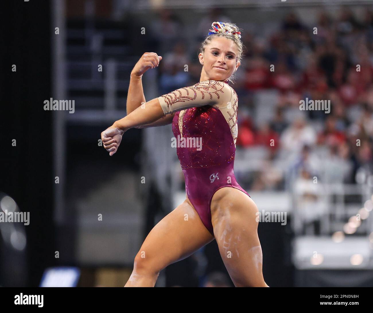 April 15, 2023: Oklahoma's Ragan Smith competes on the floor exercise ...