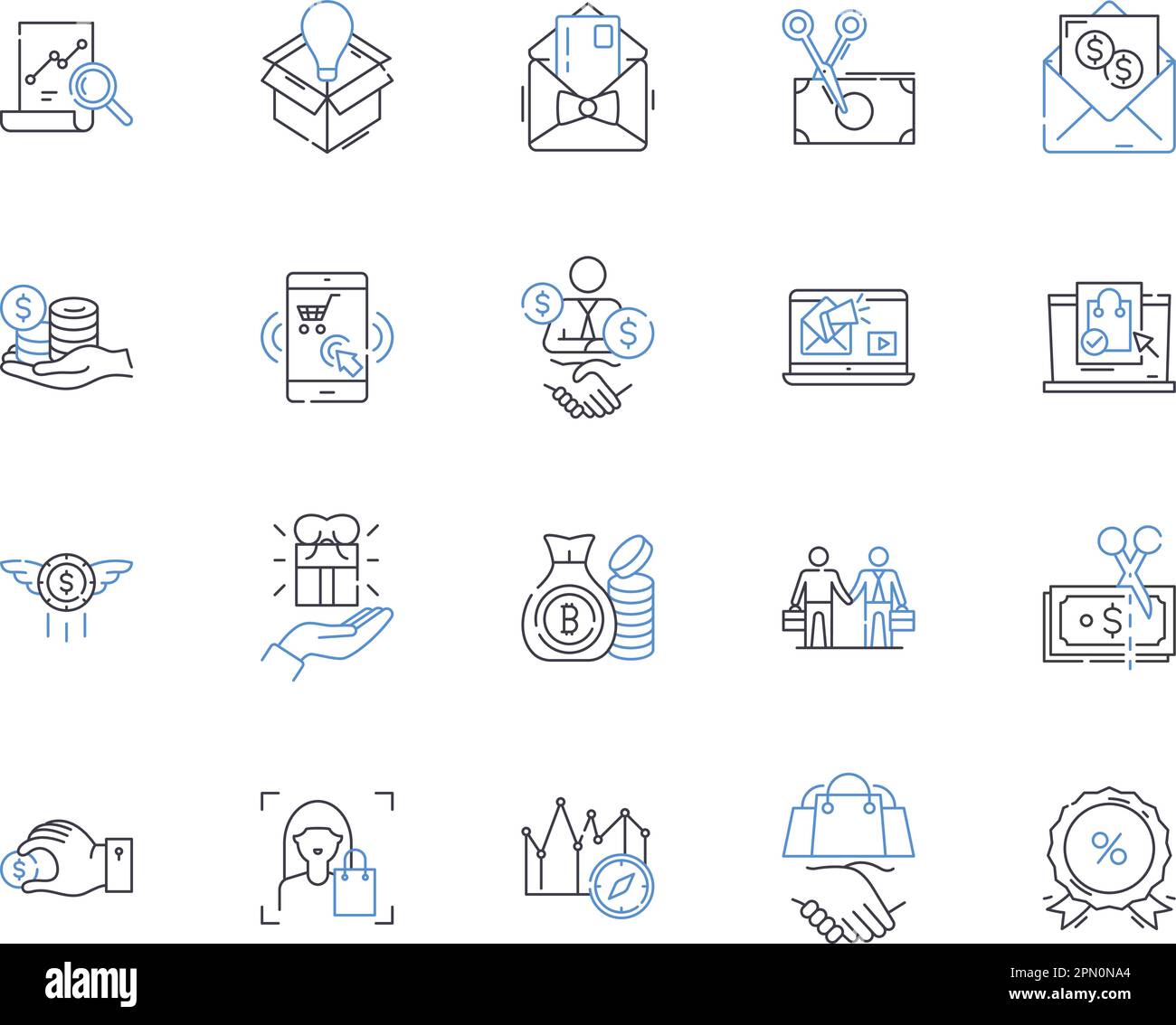 Store and income outline icons collection. store, income, revenue ...