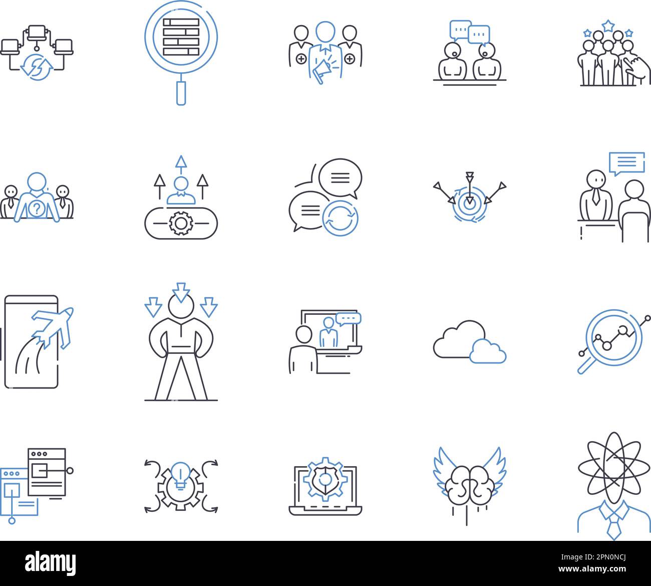 Community management outline icons collection. Community, Management ...