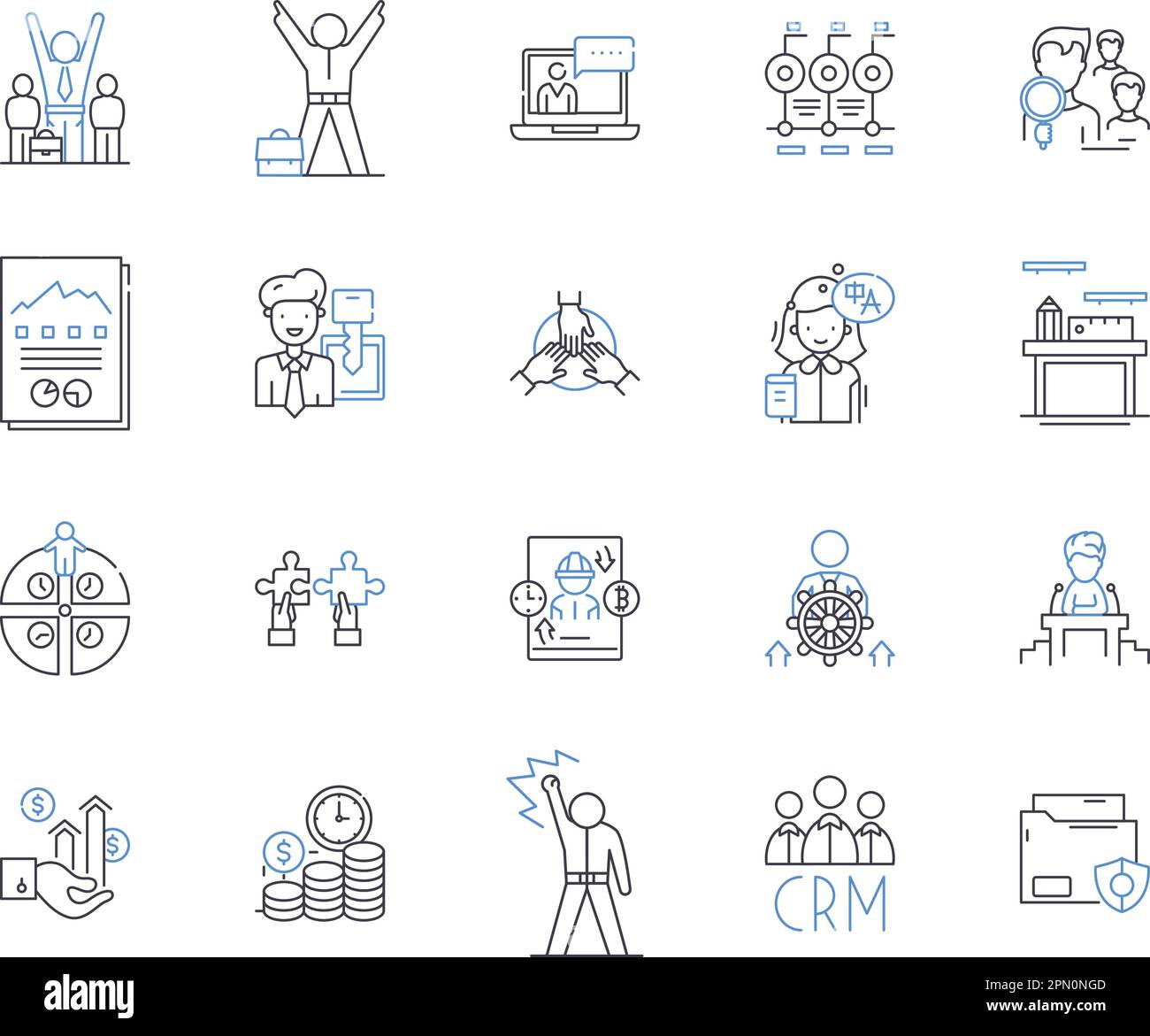 Employee progress outline icons collection. Employee, Progress ...