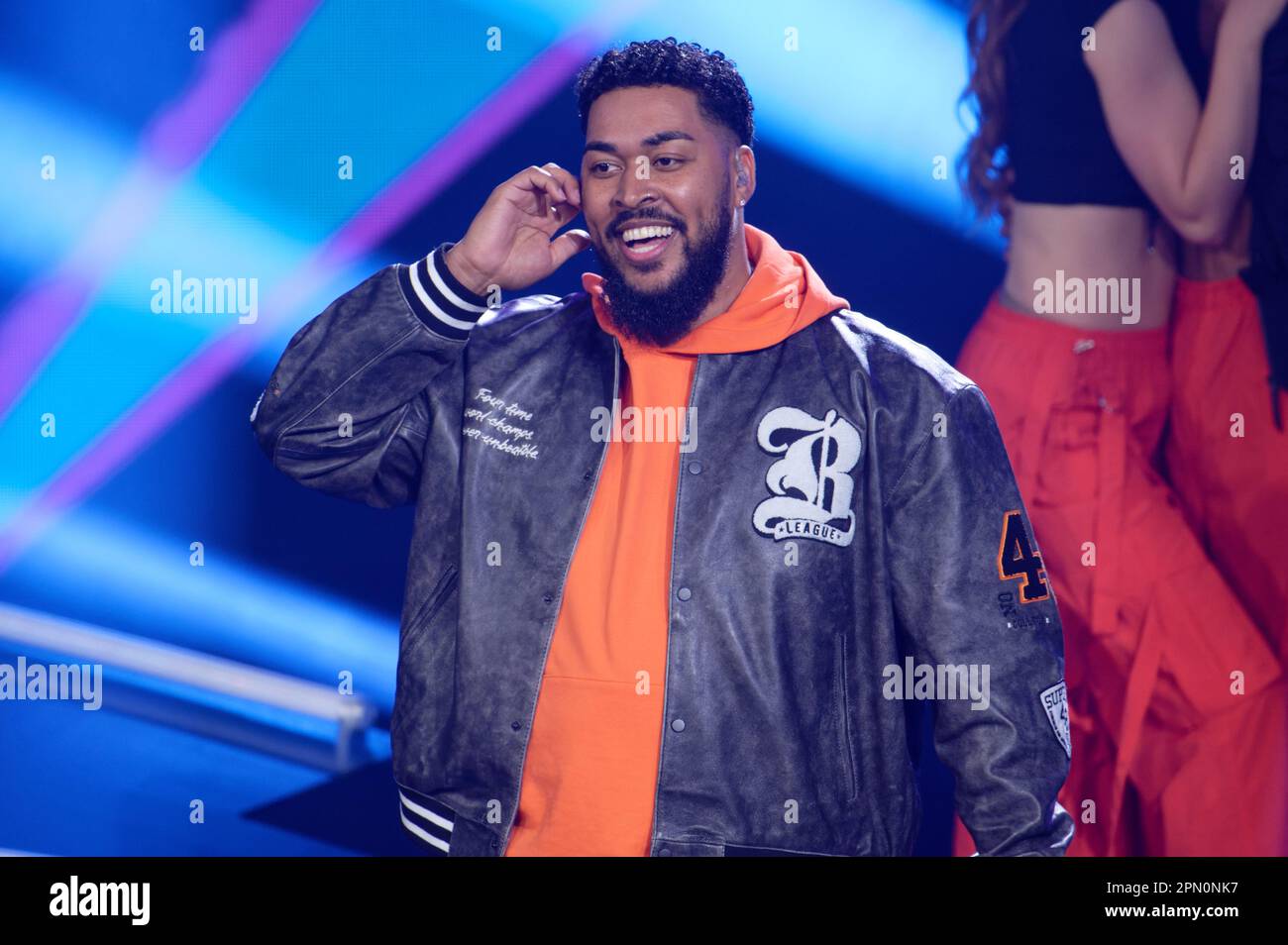 Cologne, Germany. 15th Apr, 2023. Candidate Sem Eisinger is on stage at ...