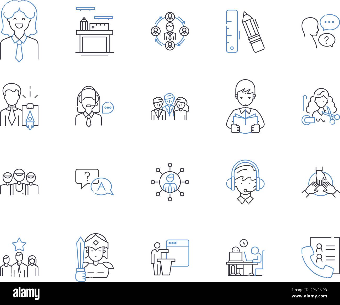 Management department outline icons collection. Managing, Session ...