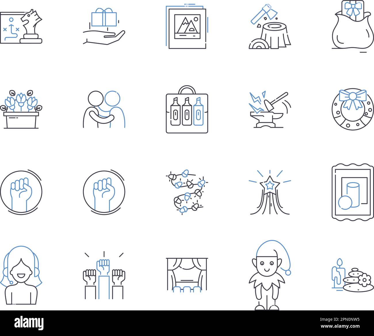 Hobbies and recreation outline icons collection. Hiking, Fishing ...