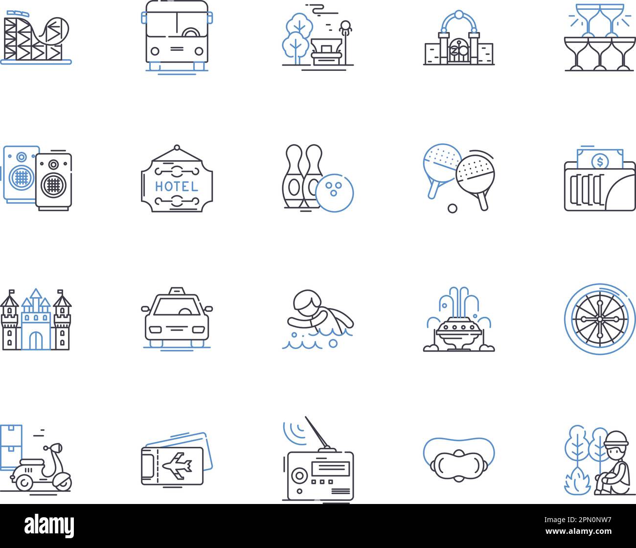 Travel and leisure outline icons collection. Vacation, Tour, Adventure ...