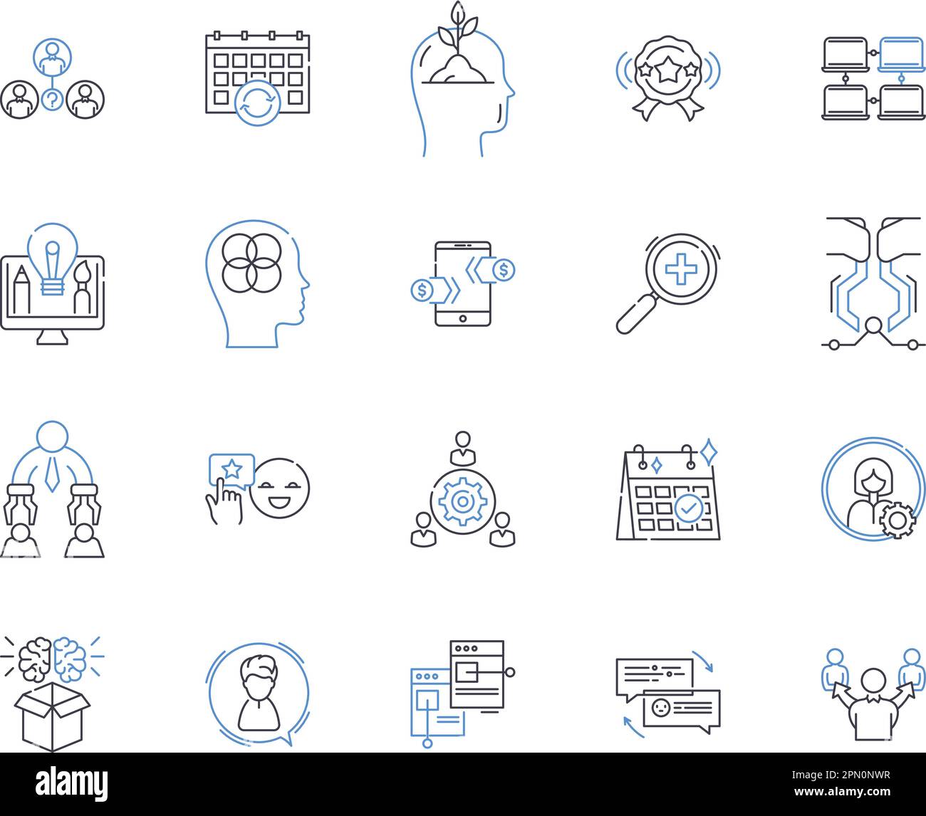 Partnership relation outline icons collection. Alliance, Cooperation ...