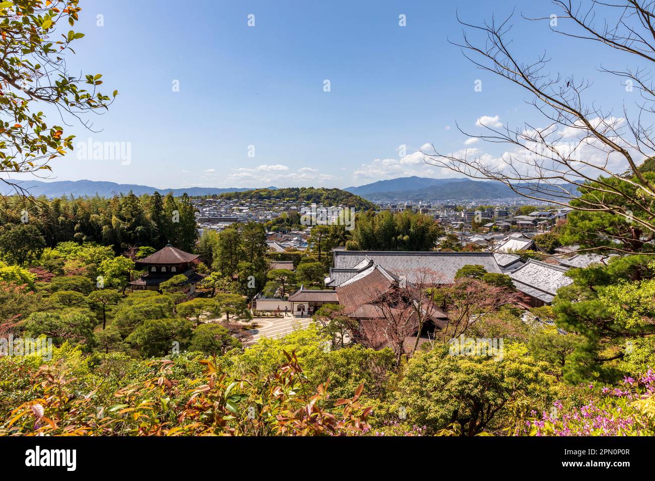 Kyoto Japan April 2023 View across Ginkaku-ji temple in Sakyo ward and its famous dry sand ...