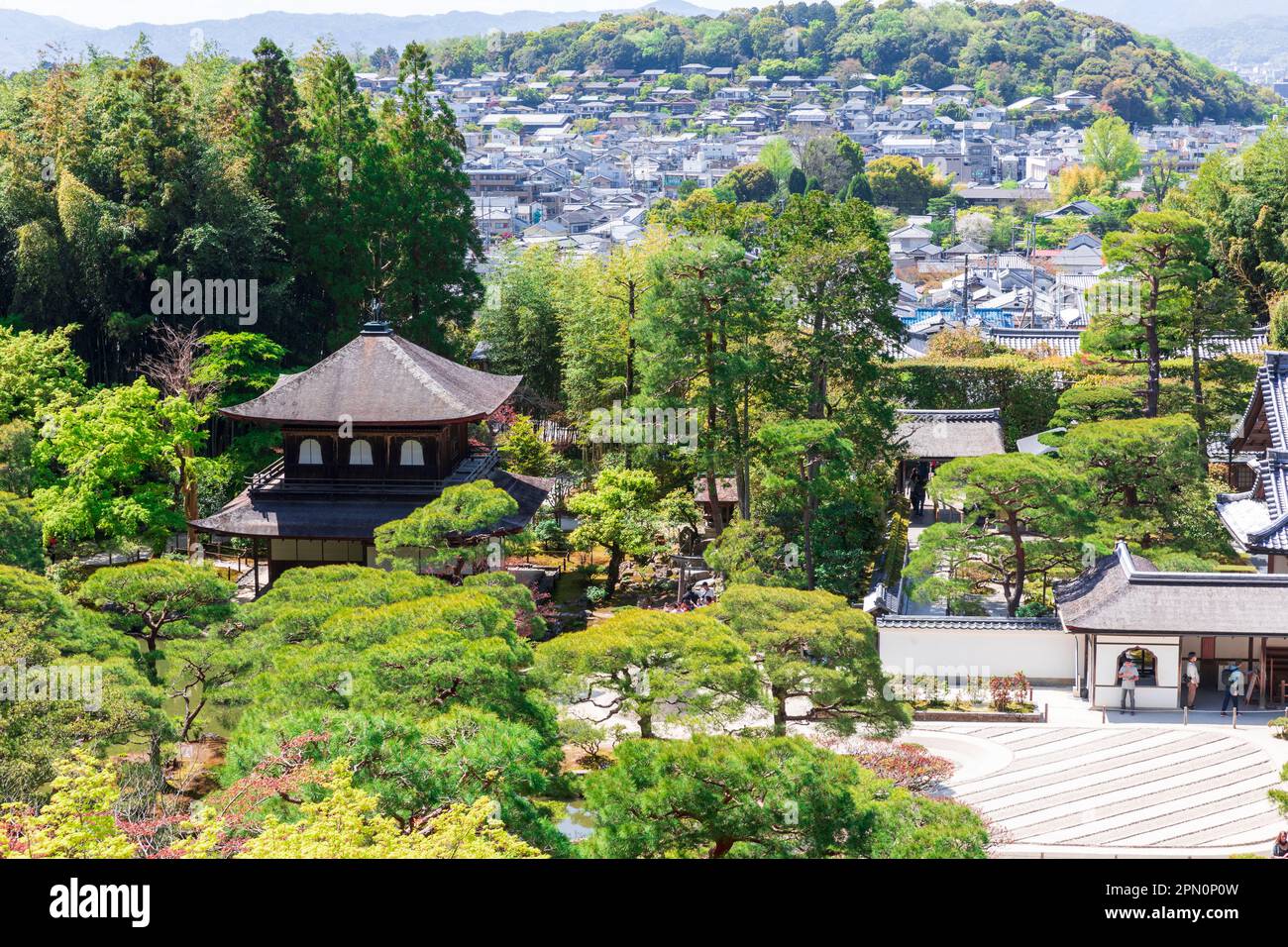 Kyoto Japan April 2023 View across Ginkaku-ji temple in Sakyo ward and its famous dry sand ...