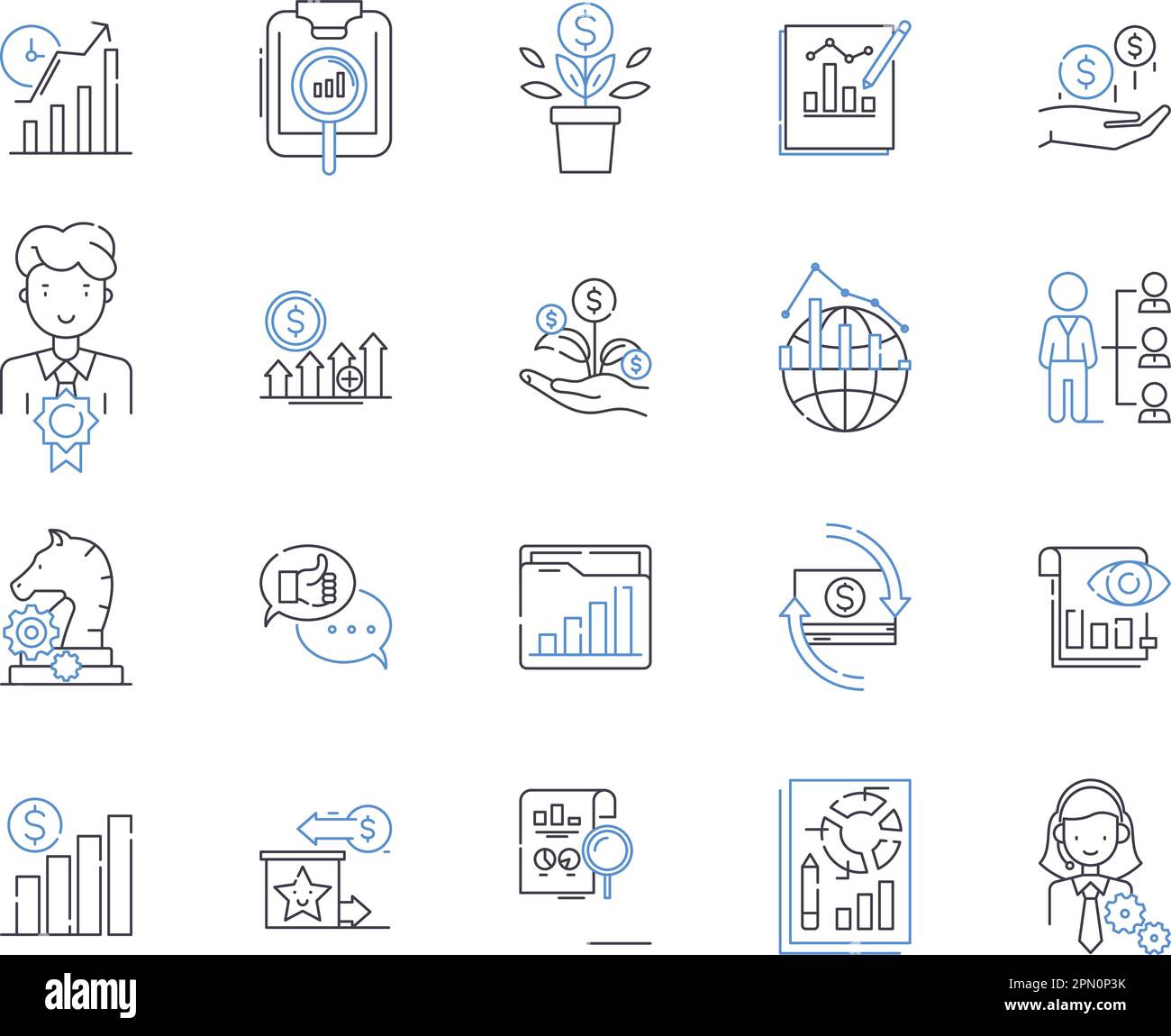 Work Efficiency Outline Icons Collection Productivity Effectiveness Proficiency Quickness