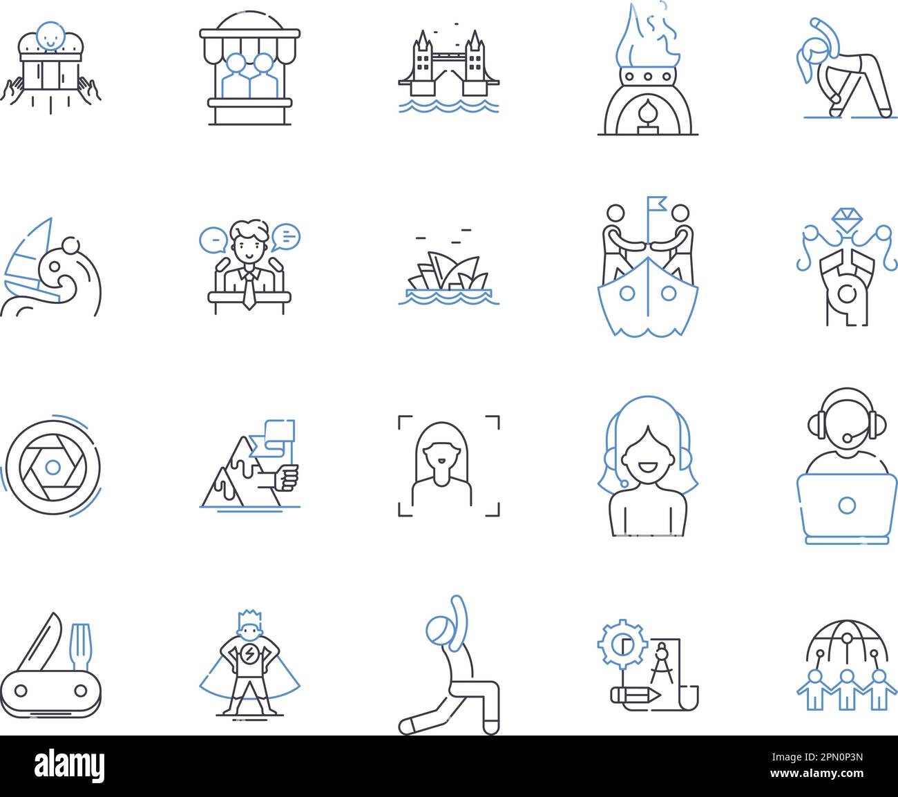 Activities and tourism outline icons collection. Activities, Tourism ...