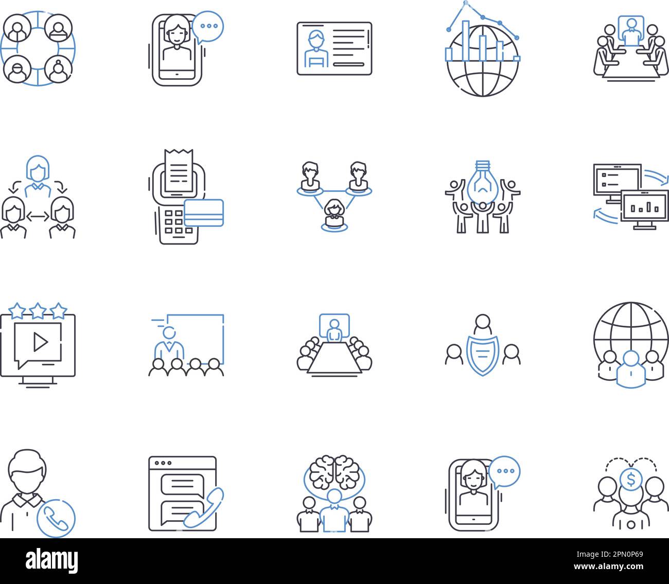 Startup Ecosystems outline icons collection. Incubators, Accelerators ...