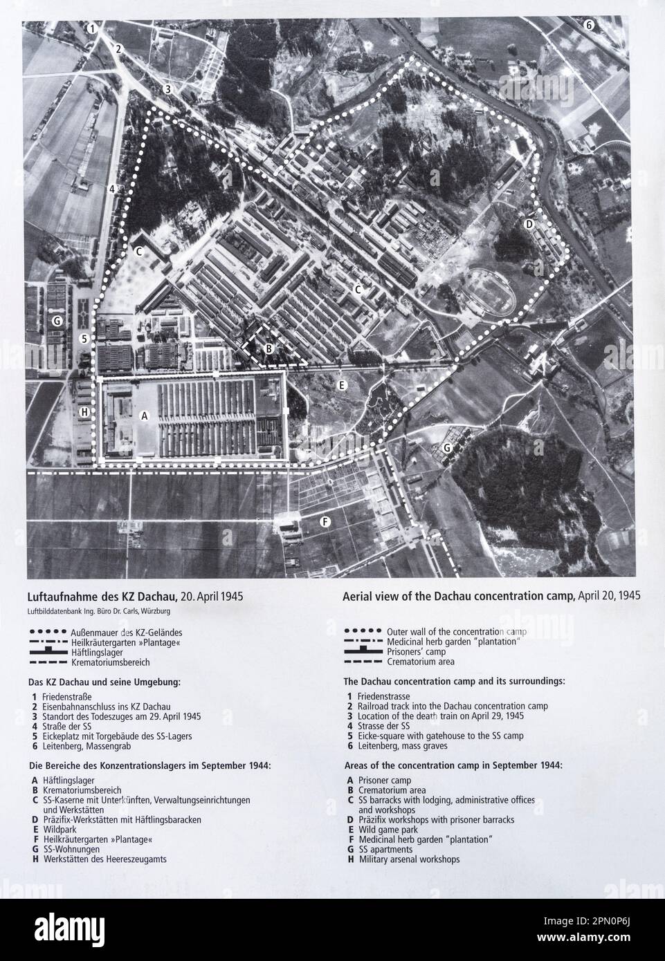 aerial view of the Dachau concentration camp on April 20, 1945 Stock ...