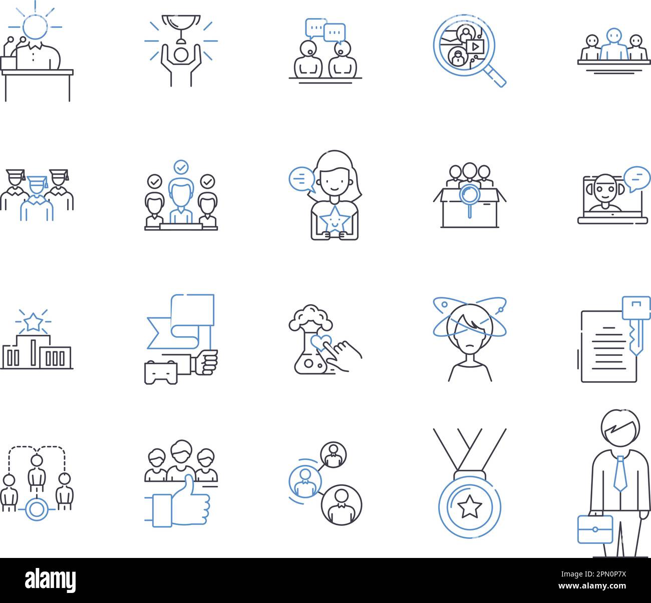 Team training outline icons collection. Team-building, Collaboration, Education, Coaching ...