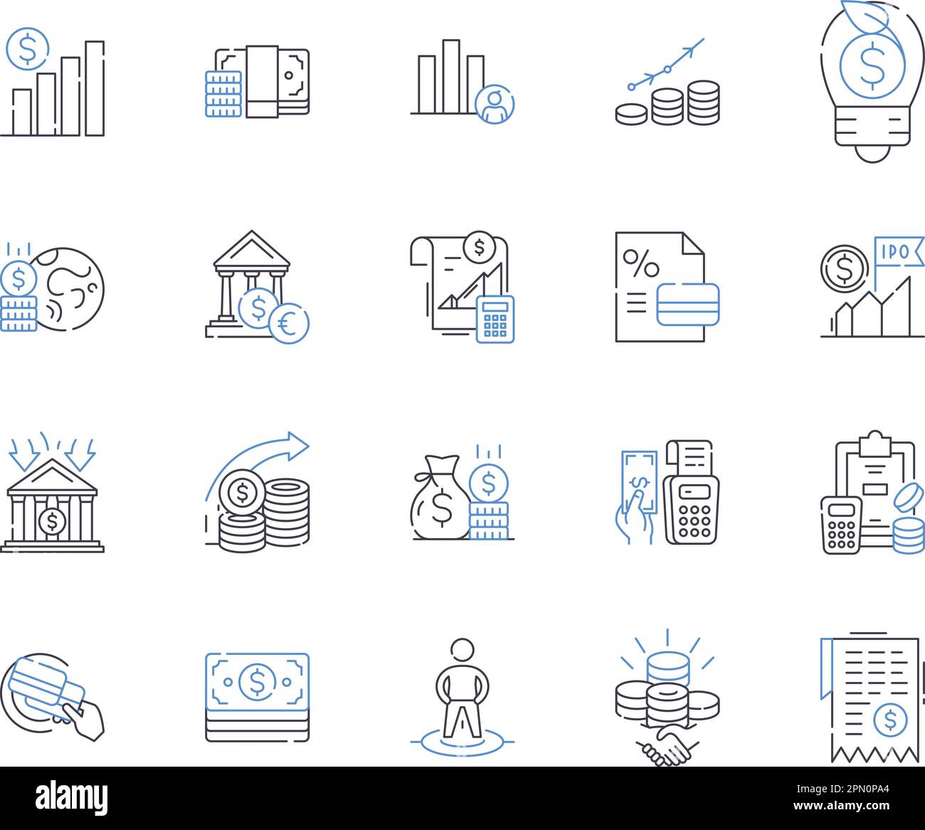 Investment office outline icons collection. Investment, Office, Banking ...