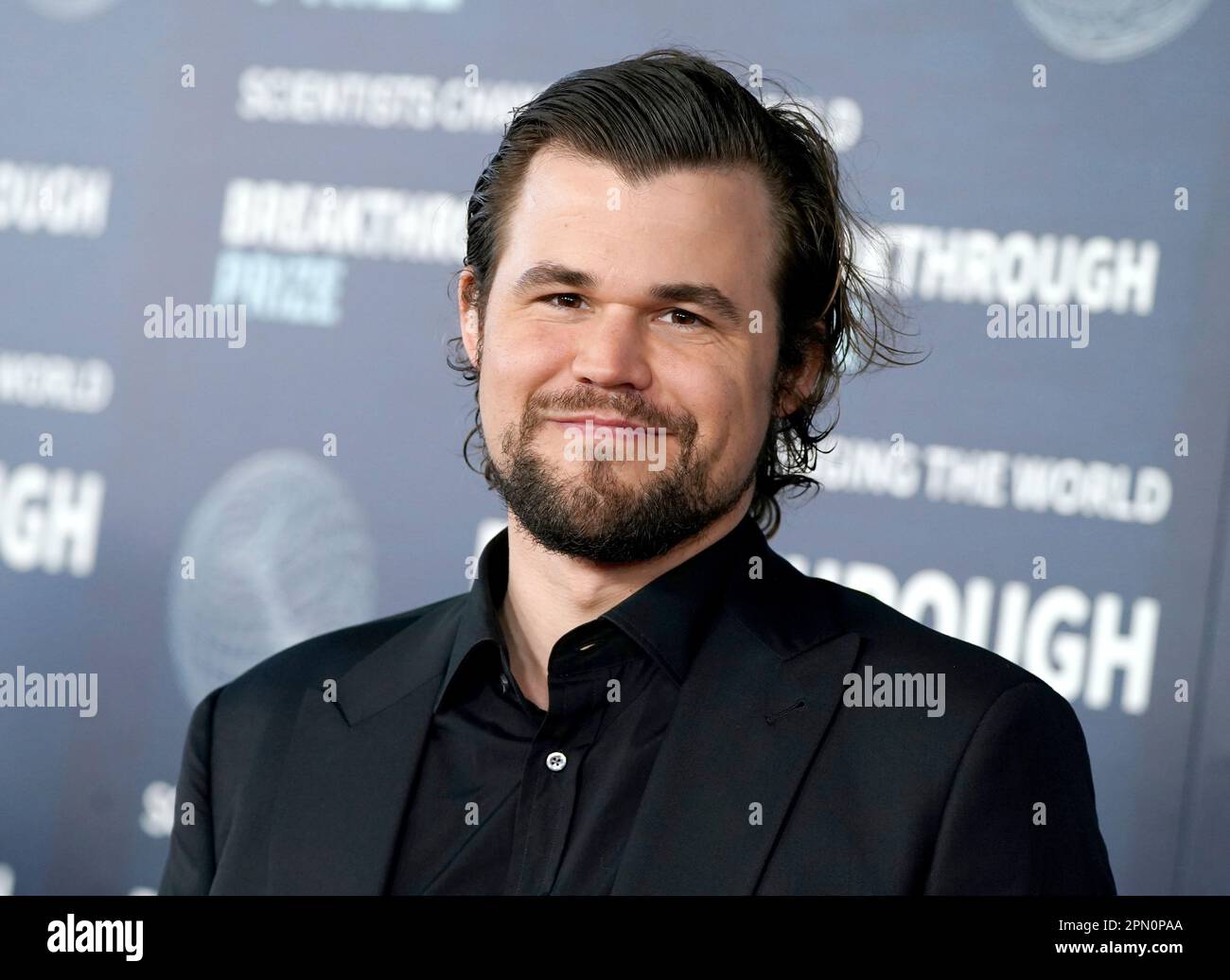 Magnus Carlsen arrives at the ninth Breakthrough Prize ceremony on ...