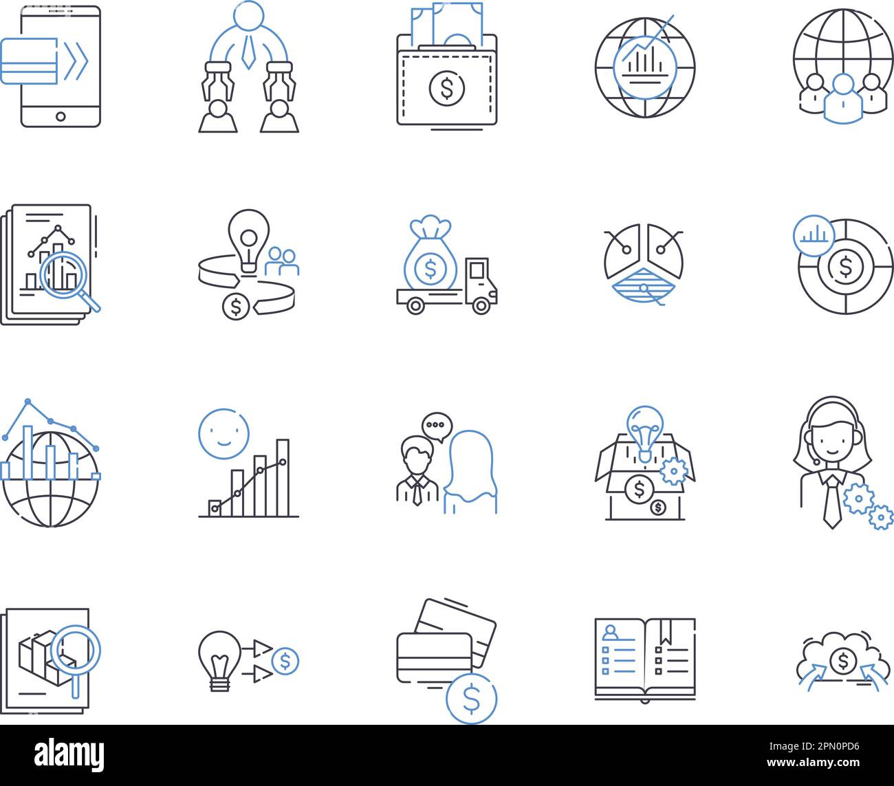 Bank and financial strategy outline icons collection. Banking, Finance ...