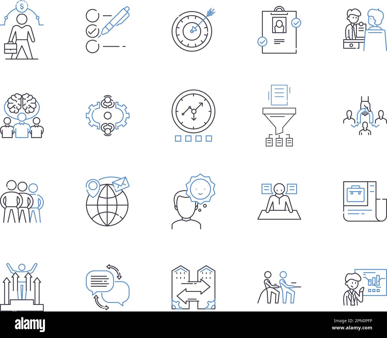 Corporation work outline icons collection. Corporate, work, management, business, organization ...